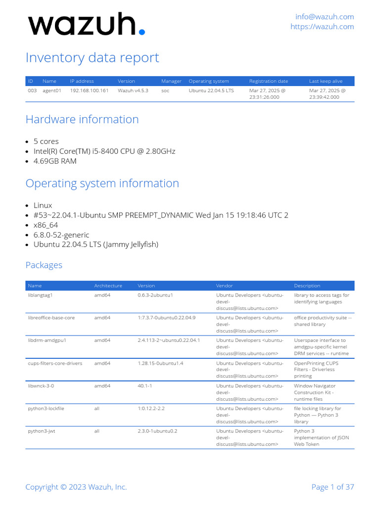 wazuh-agent-inventory-003-1743115183 | PDF | Free Software | Computer ...
