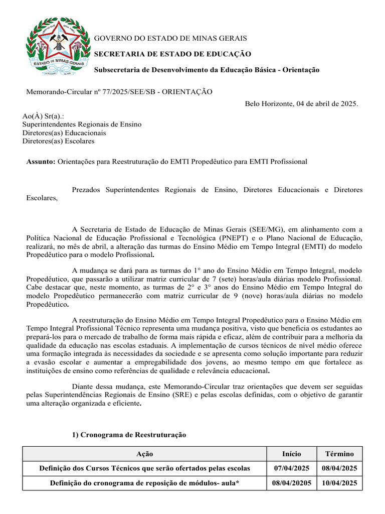 SEI 111023722 Memorando Circular 77 | PDF | Desenvolvimento profissional | Pedagogia