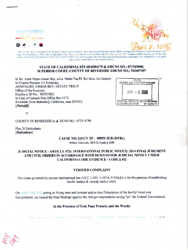 JUDICIAL NOTICE - ARTICLE 4721. INTERNATIONAL PUBLIC NOTICE: 2014 FINAL ...