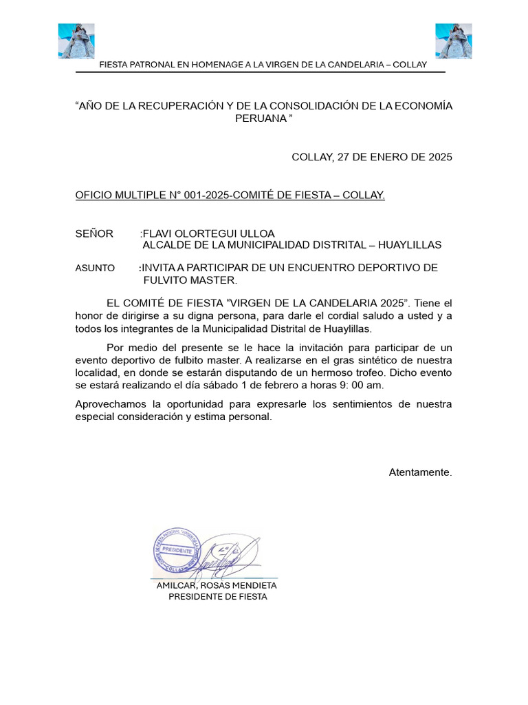 Invitación a Encuentro Deportivo en Collay | PDF