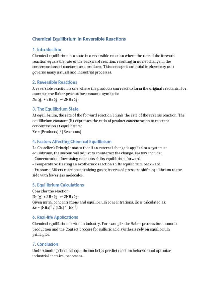 Chemical Equilibrium Project | PDF