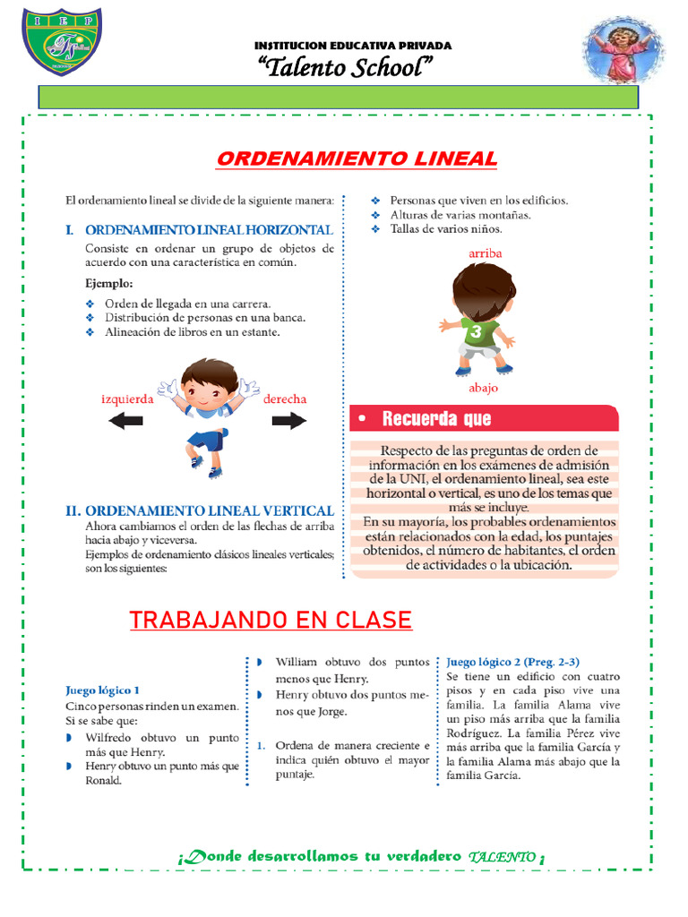 Ordenamiento Lineal 1ero | PDF