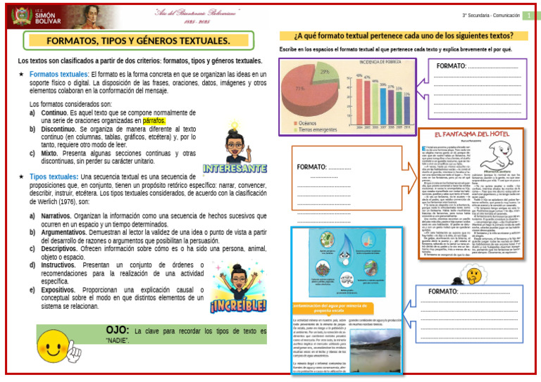 Semana 3 - Ficha-Formatos y Tipos Textuales | PDF | Información