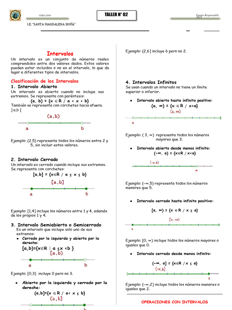 Taller 02 INTERVALOS | PDF | Intervalo (Matemáticas) | Geometría