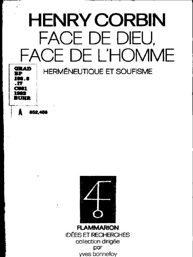 Henry Corbin Face de Dieu, Face de L'homme Herméneutique Et Soufisme | PDF