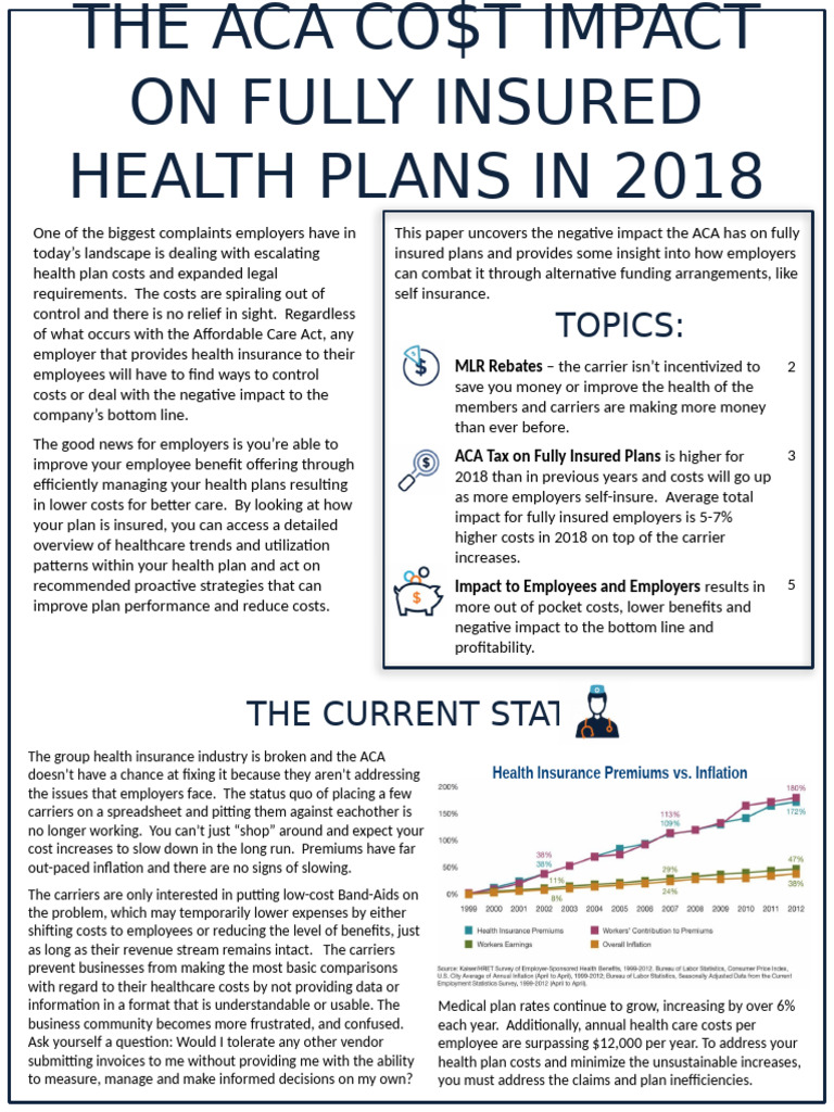 ACA Cost Impact in 2018 On Fully Insured Plans | PDF | Insurance | Employment