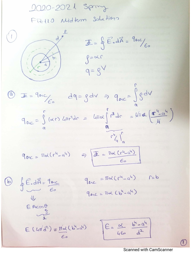Fiz110 20-21 Spring MT Solutions | PDF