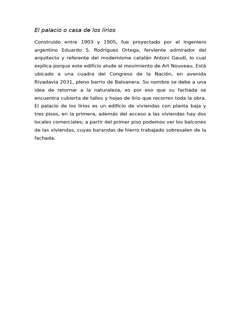 El Palacio o Casa de Los Lirios | PDF