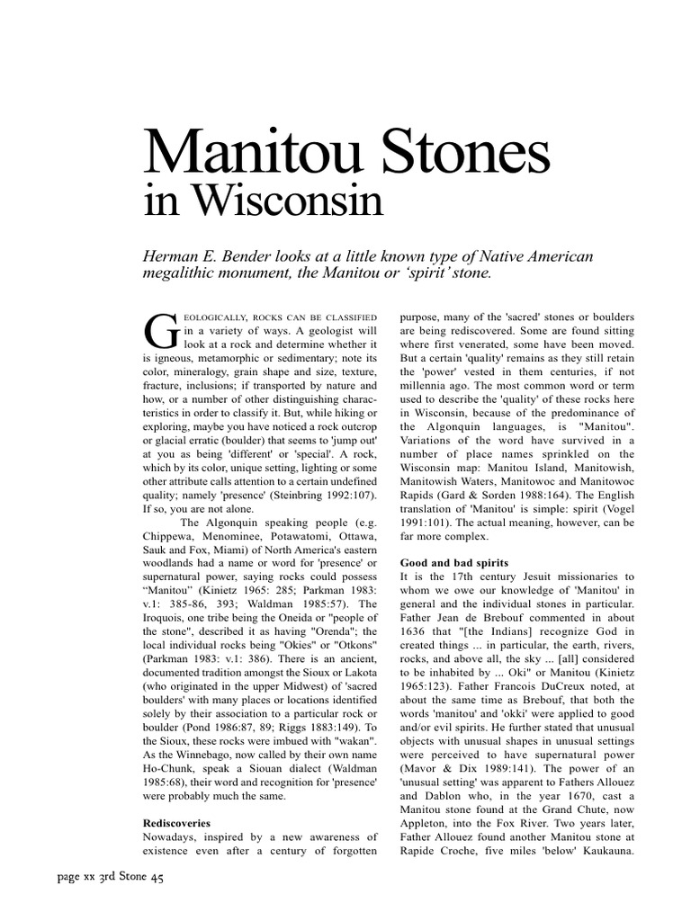 Manitou Stones in Wisconsin | PDF | Rock (Geology) | Geology