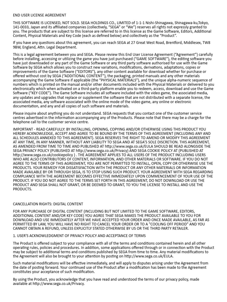 Sega Eula | PDF | License | Copyright