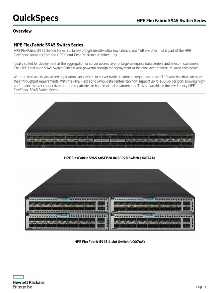 HPE FlexFabric 5945 Switch Series-A00047323enw | PDF | Computer Network ...