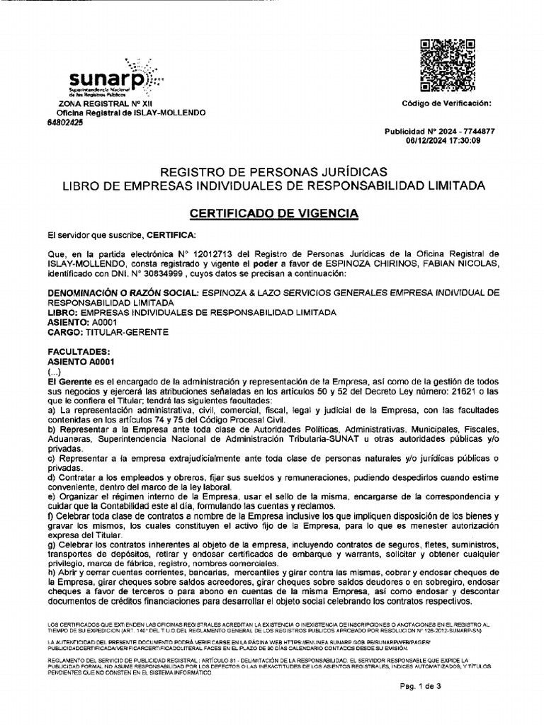 vigencia poder | PDF