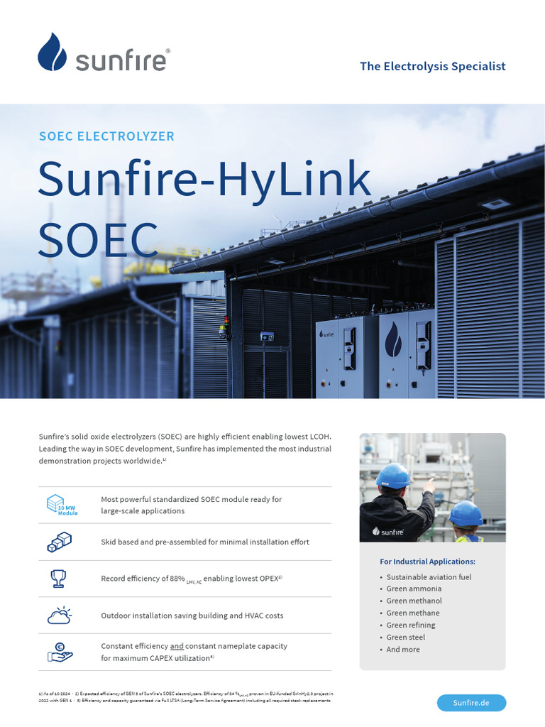 Sunfire Fact-Sheet SOEC EN Digital | PDF | Energy And The Environment | Energy Development