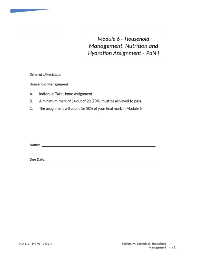 Assigment I - Module 6 Household Management | PDF | Housekeeping