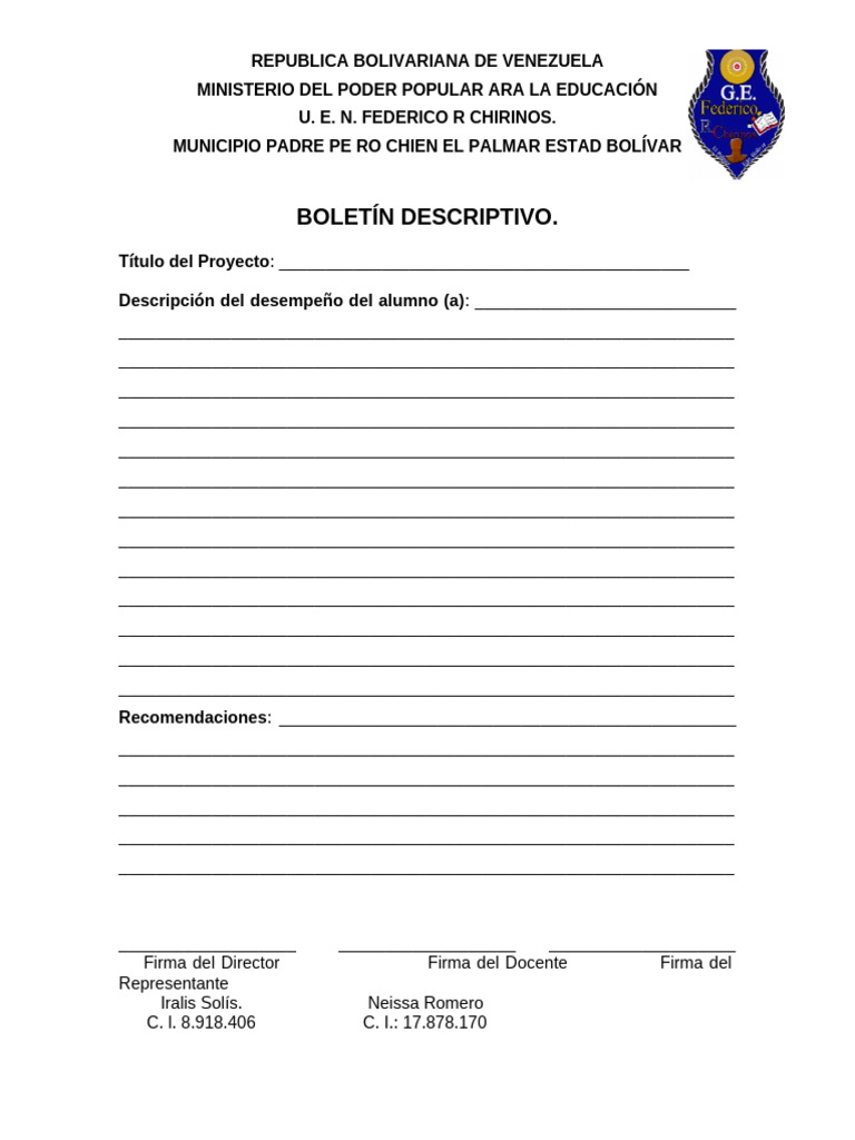 Boletín Descriptivo. Neissa | PDF