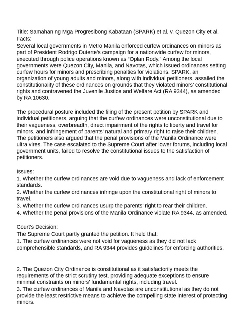 Spark v. Quezon City Const 2 | PDF | Overbreadth Doctrine | Certiorari