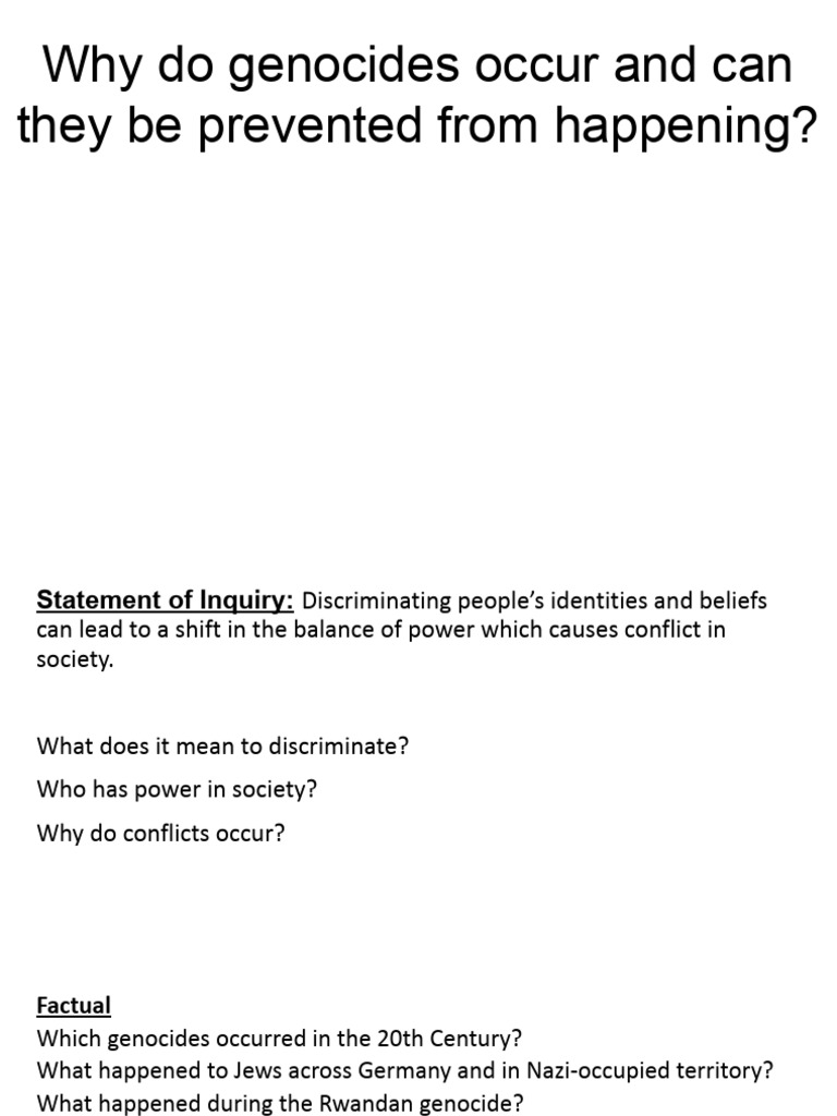 L1 Why Do Genocides Occur and Can They Be Prevented From Happening | PDF | Genocides | The Holocaust