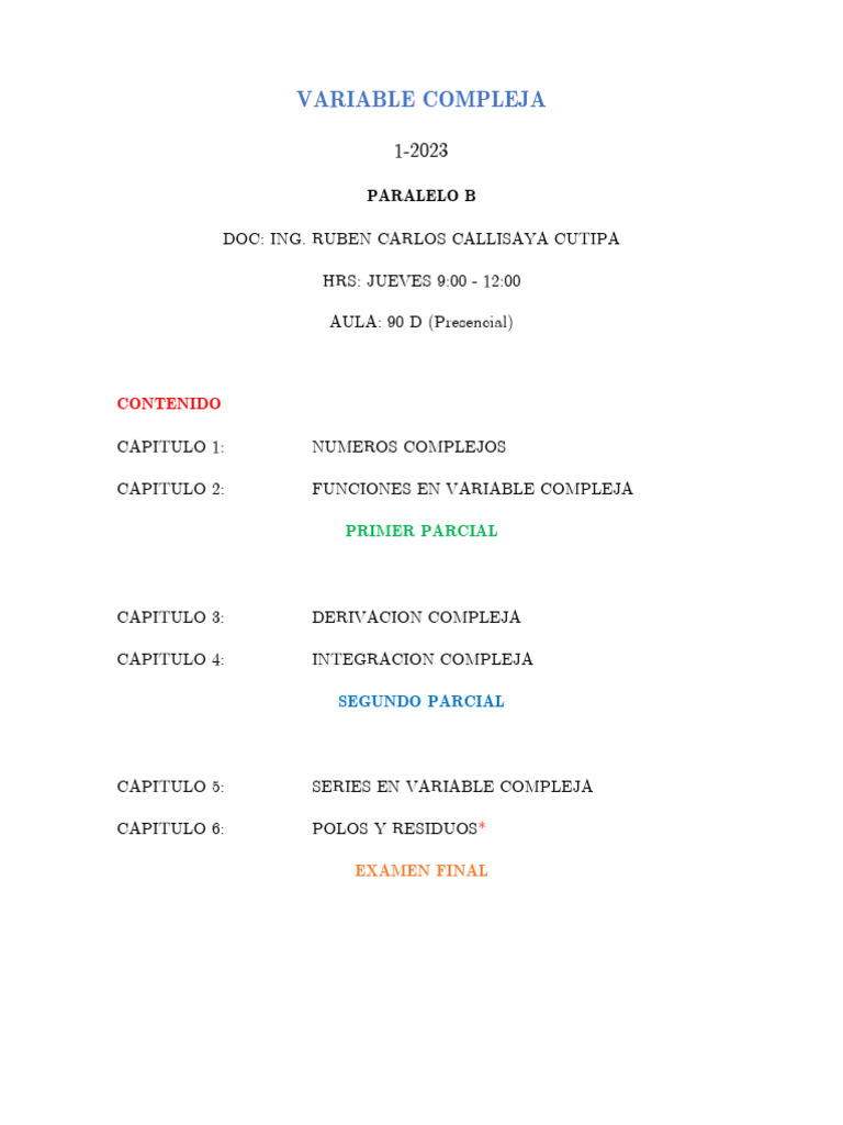 VARIABLE COMPLEJA Clase 1 | PDF