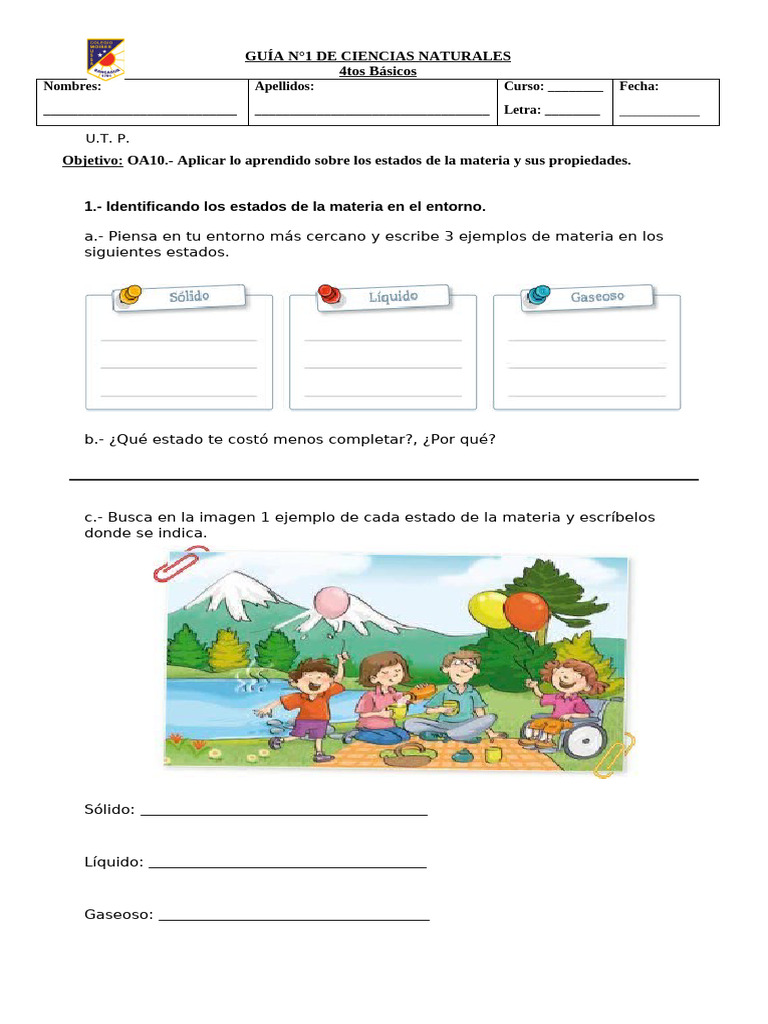 Estados de la Materia: Guía para 4tos Básicos | PDF