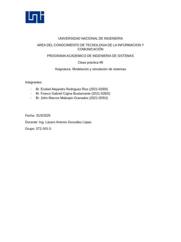 MyS Clase Practica #6 5T2-SIS-S | PDF | Filtro electronico | Oscilación