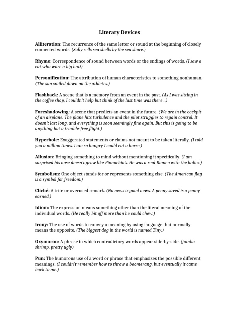Literary Devices: Alliteration | PDF