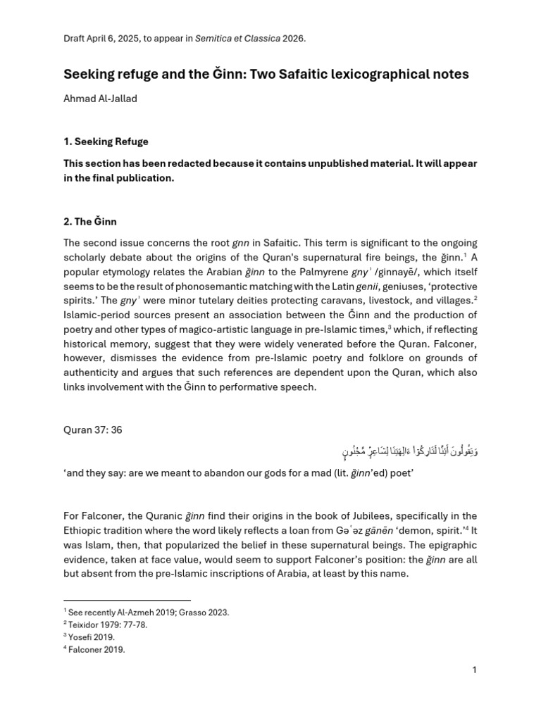 Al_Jallad_Draft_Seeking_refuge_and_the | PDF | Arabic | Jinn