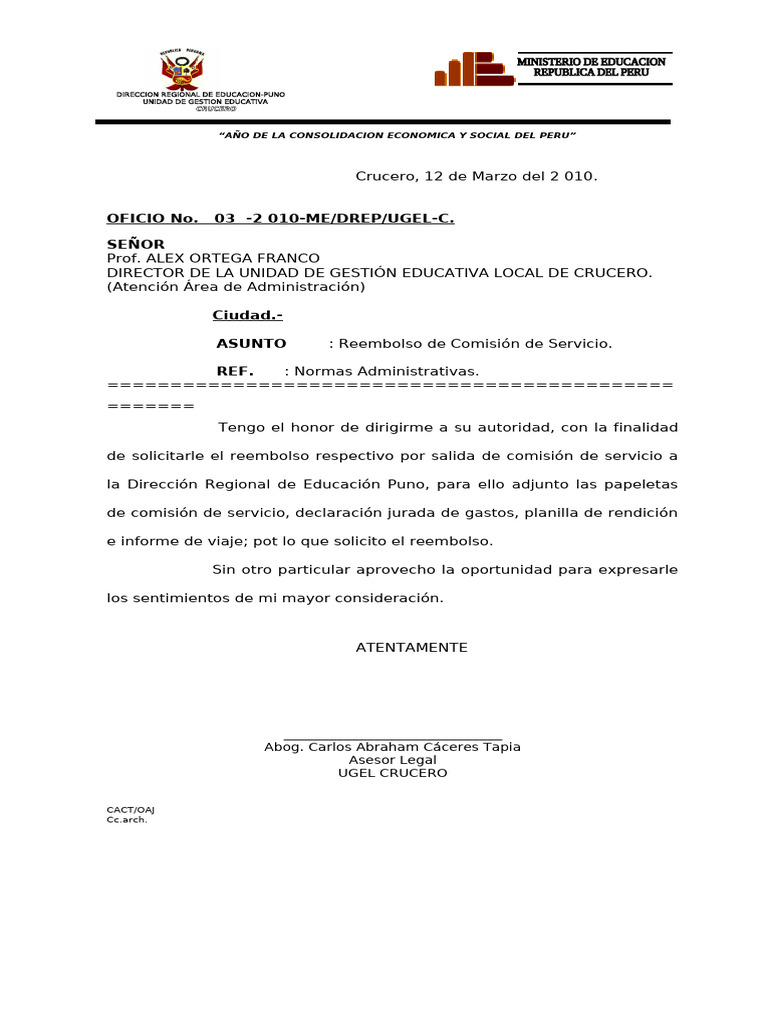 Oficio de Viaticos | PDF