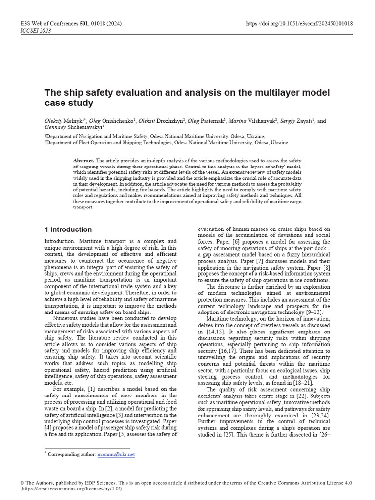 The Ship Safety Evaluation and Analysis On The Multilayer Model | PDF ...