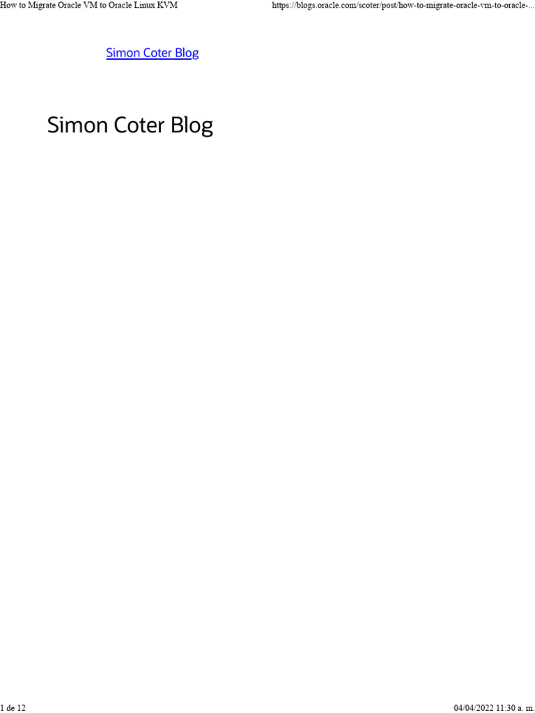 How to Migrate Oracle VM to Oracle Linux KVM | PDF | Virtual Machine | Computer Architecture