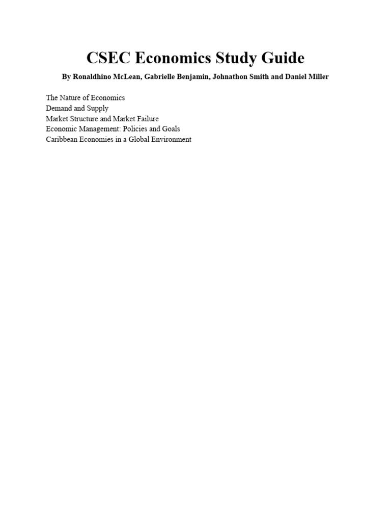CSEC Economics Study Guide | PDF | Unemployment | Taxes