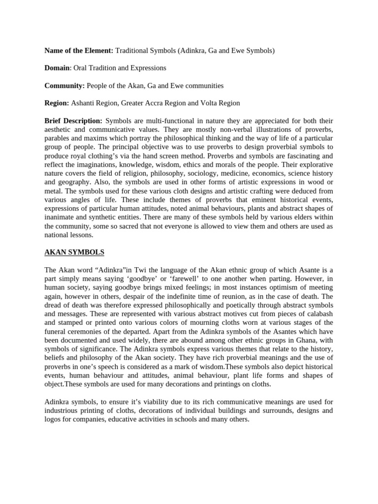 Traditional Symbols Adinkra Ga and Ewe Symbols | PDF | Proverb ...