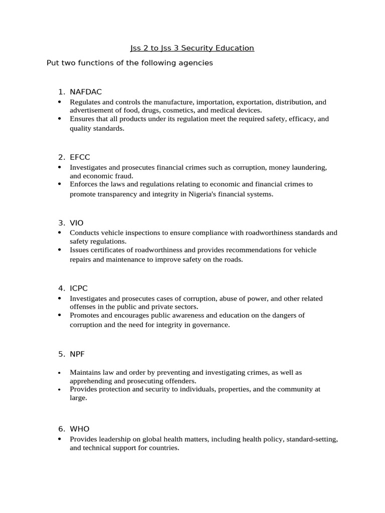 Jss 2 Security Education | PDF