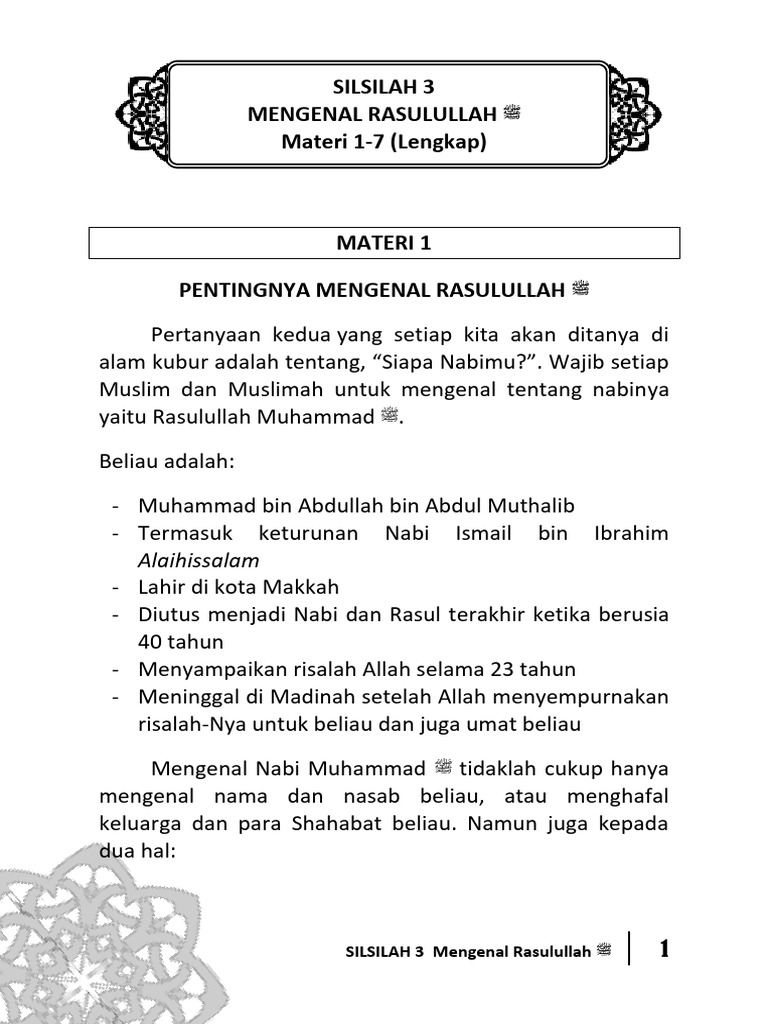 Silsilah 3 Mengenal Rasulullah | PDF