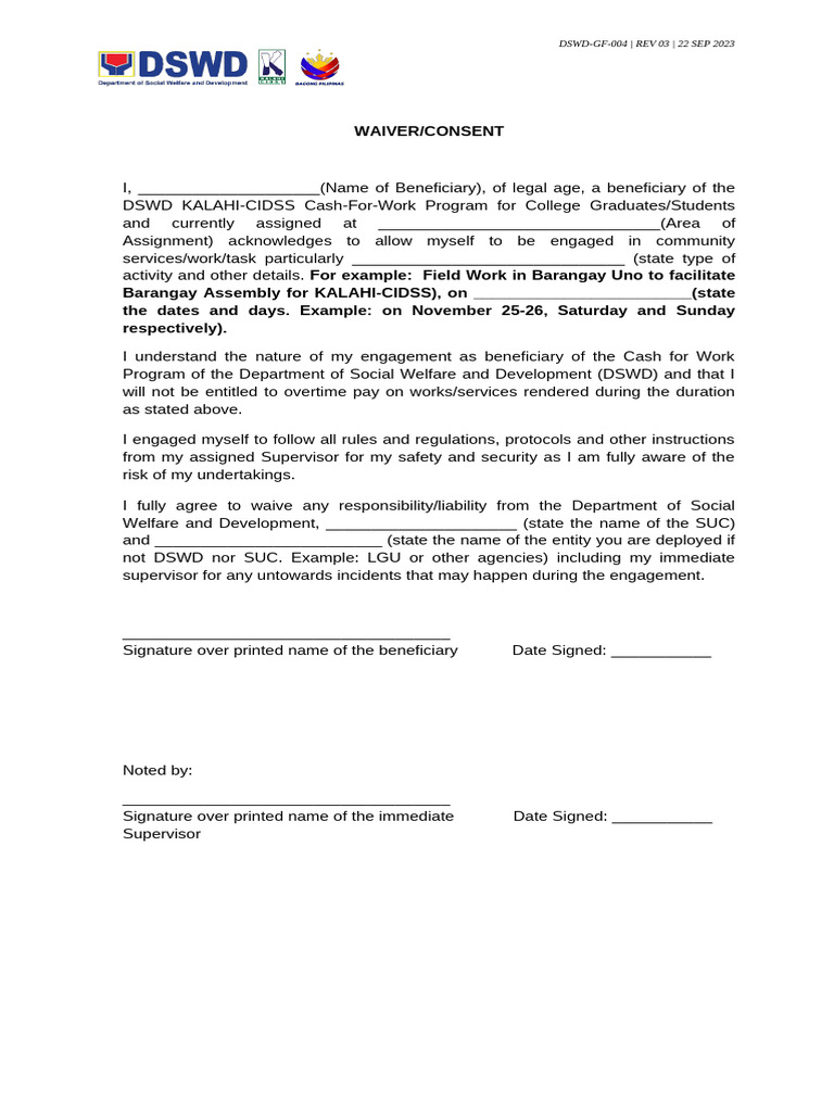 CFWP Waiver Beneficiary 1 | PDF