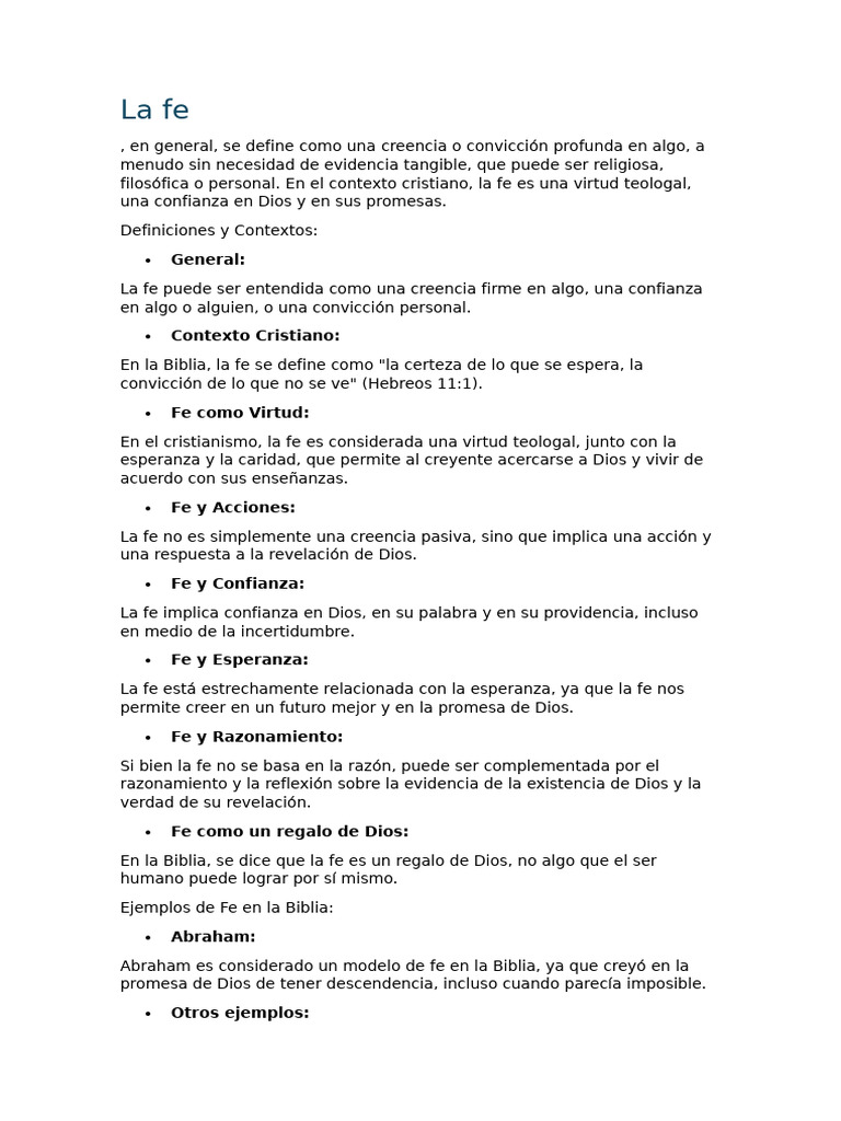 Definición y Contexto de la Fe | PDF