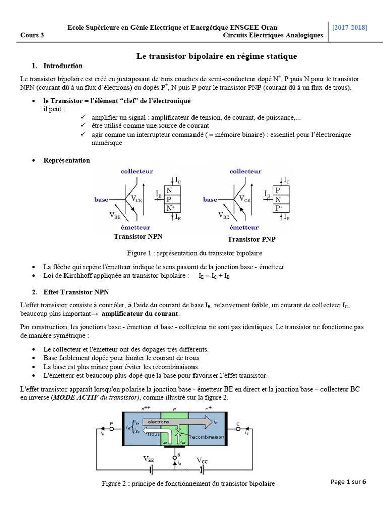 Fonctionnement du Transistor Bipolaire NPN | PDF | Transistor bipolaire ...