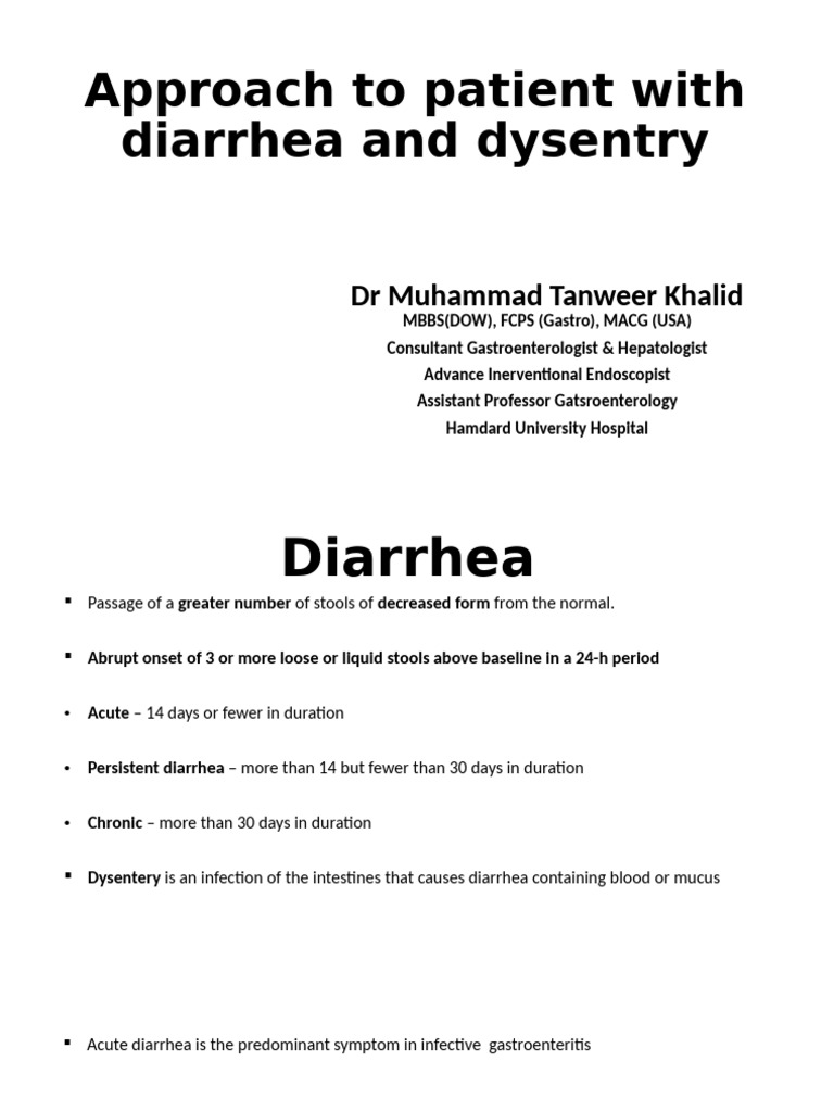 Approach to Patient With Acute Diarrhea and Dysentry, Final Year | PDF ...