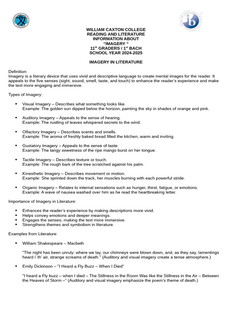 Understanding Imagery in Literature | PDF | Senses | Somatosensory System
