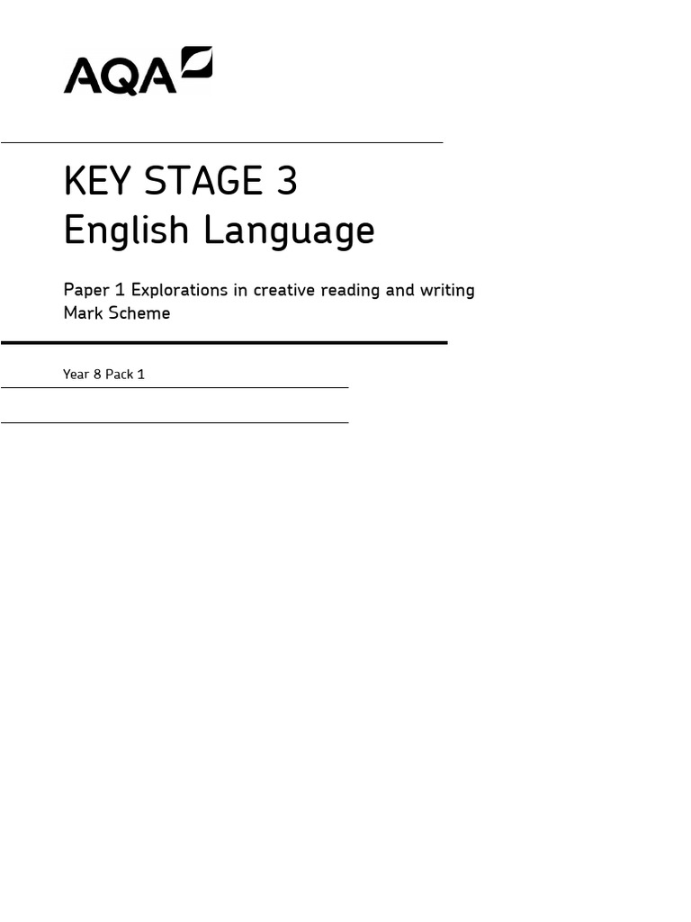 Y8 KS3 Paper 1 Mark Scheme V13 - 4 2 | PDF | Linguistics | English Language