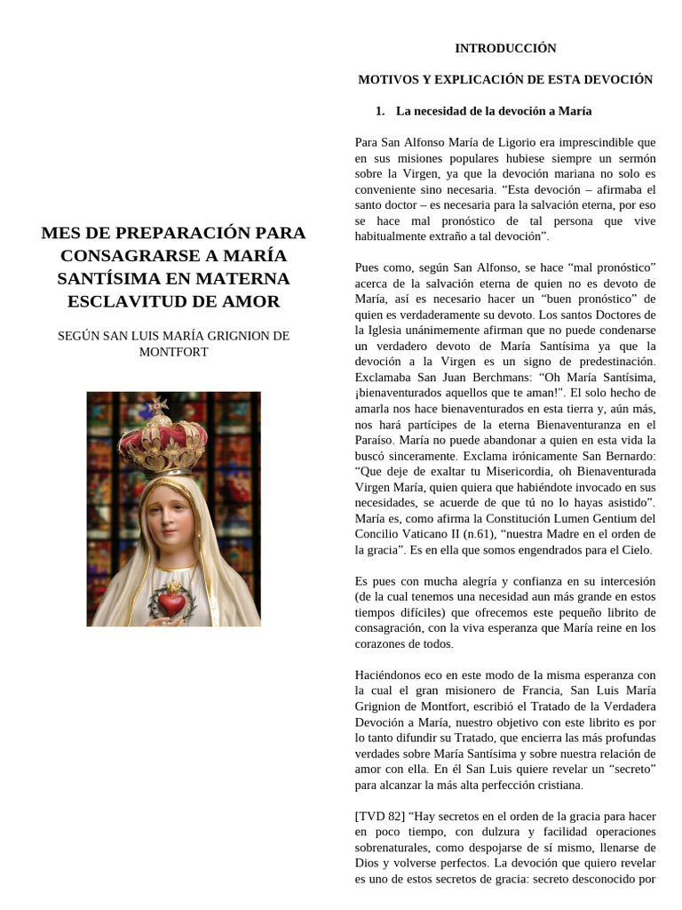 Consagración al Inmaculado Corazón de María - Montfort | PDF | María ...