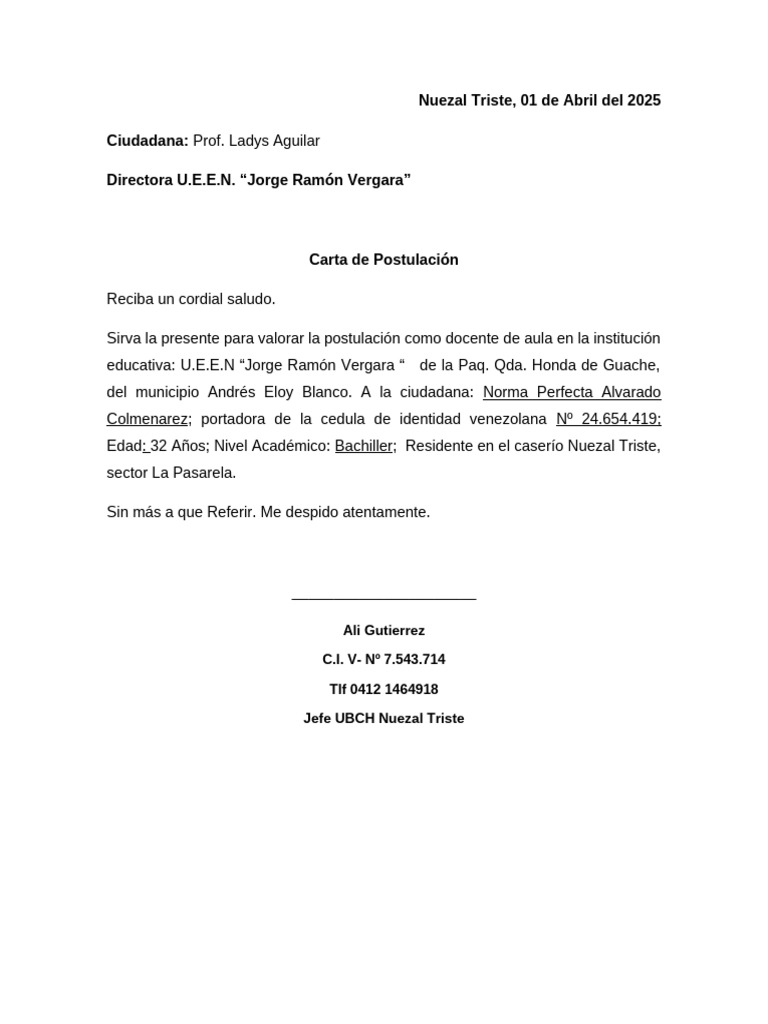 Acta de Postulacion A Docente | PDF