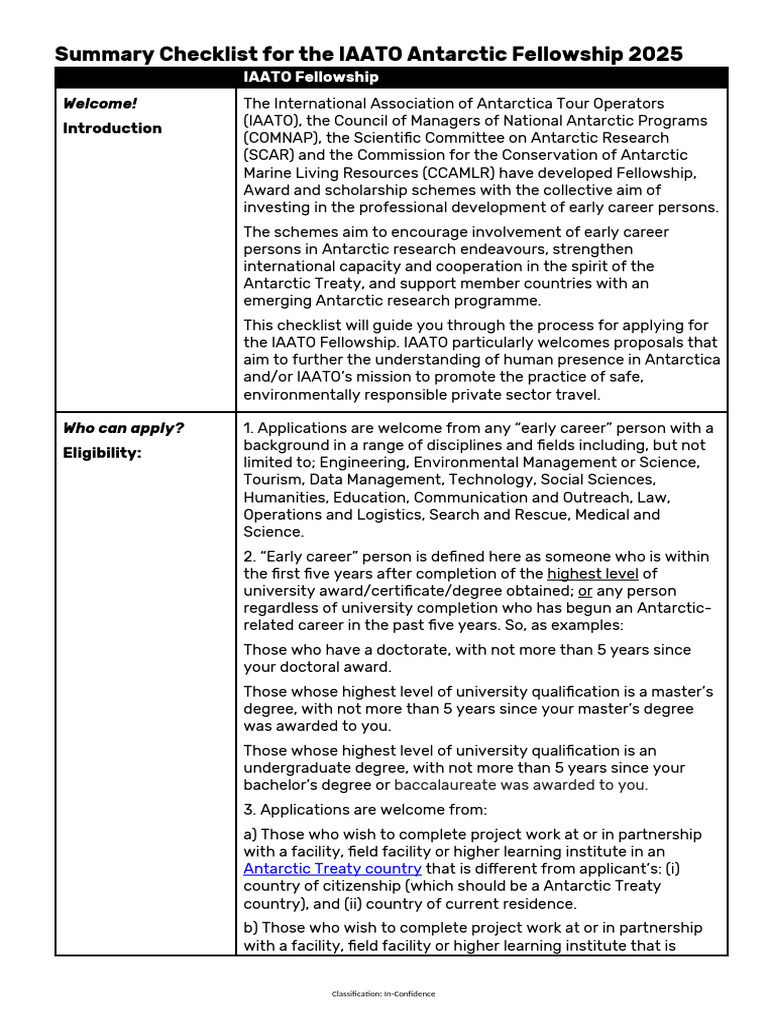 IAATO Antarctic Fellowship 2025 Checklist | PDF | Antarctica