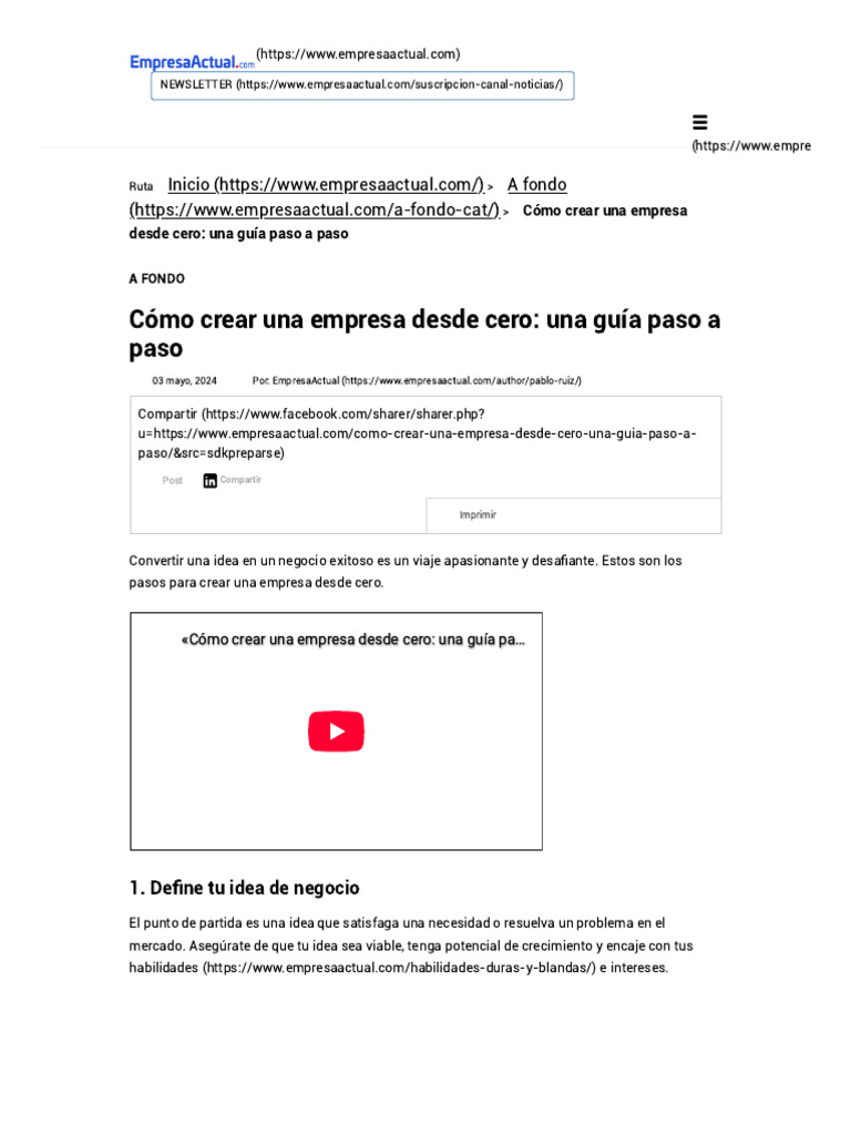 Cómo Crear Una Empresa Desde Cero - Una Guía Paso A Paso - Empresa Actual | PDF | Marketing ...