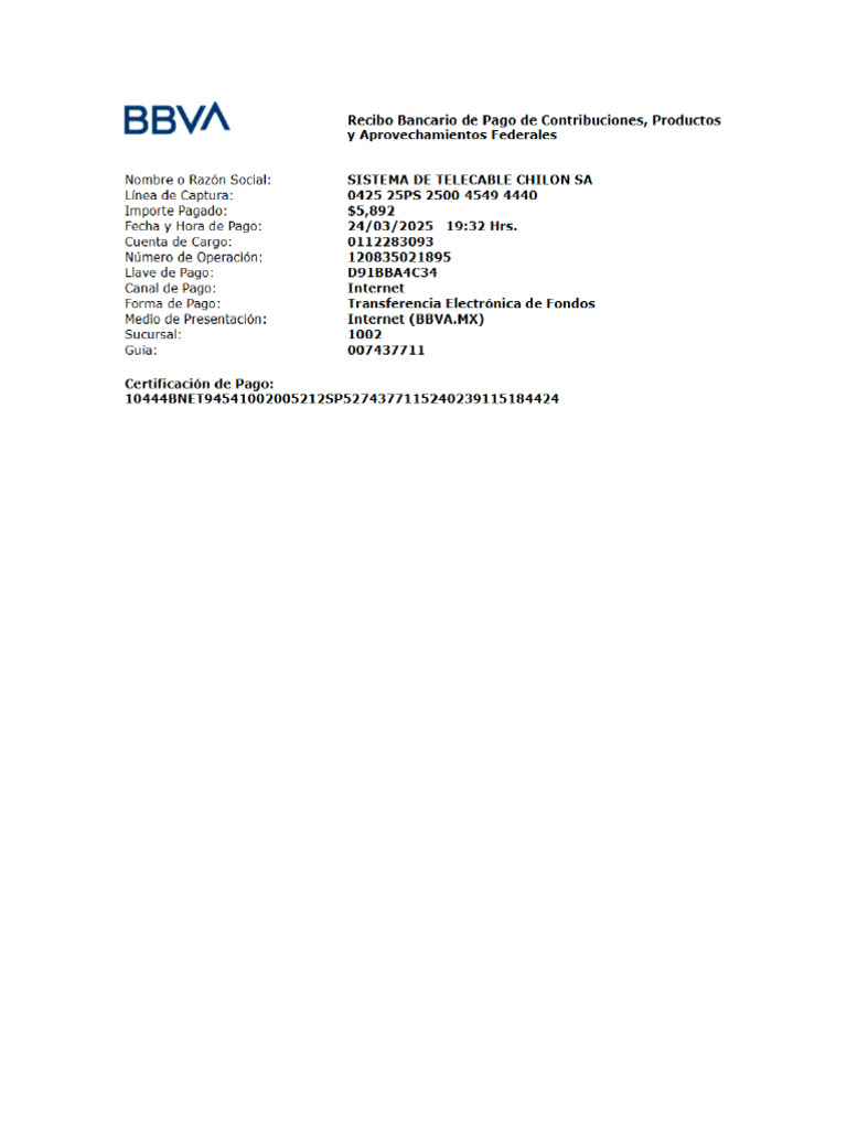 Pago Sat Marzo 2025 $5892 | PDF