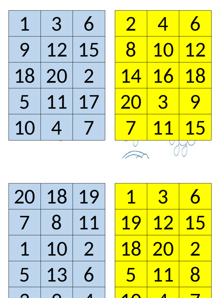 Loteria Numeros Del 1 Al 20 | PDF