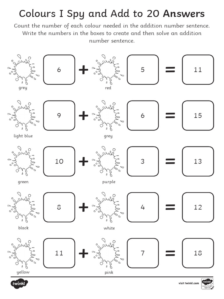 Colours I Spy and Add To 20 Answers | PDF