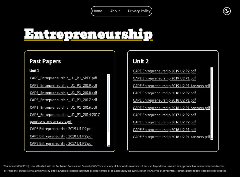 CAPE Entrepreneurship - CXC Prep | PDF