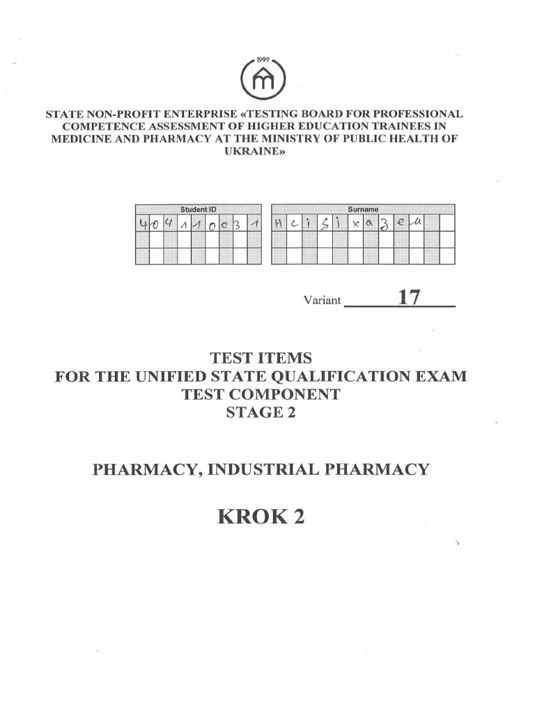 Buklet 2023 Krok 2 Farmacija Angl | PDF