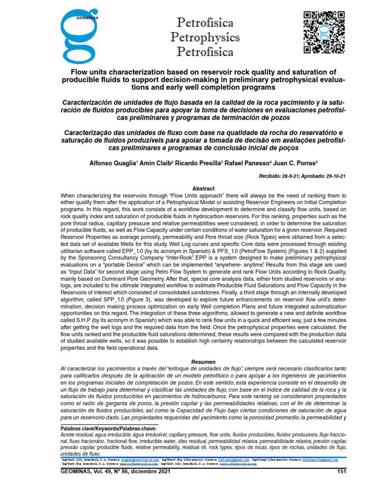 Flow units characterization based on reservoir rock quality and ...