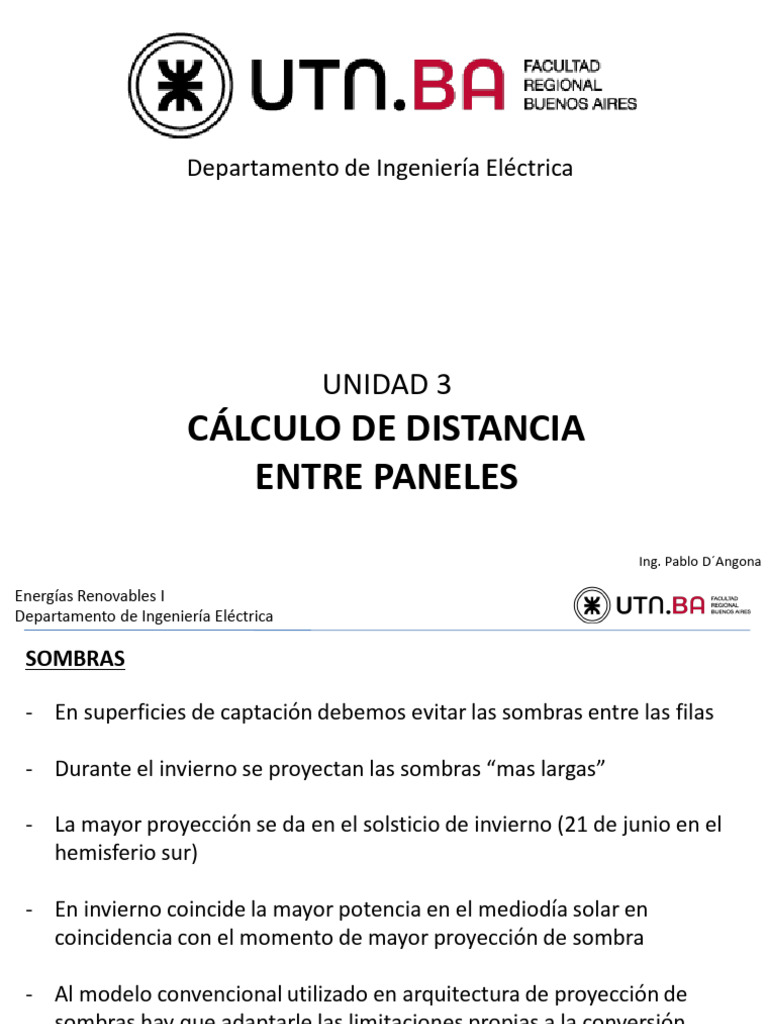 UNIDAD3 - 06 Distancia Entre Paneles | PDF | Energía y medio ambiente | Ciencias fisicas